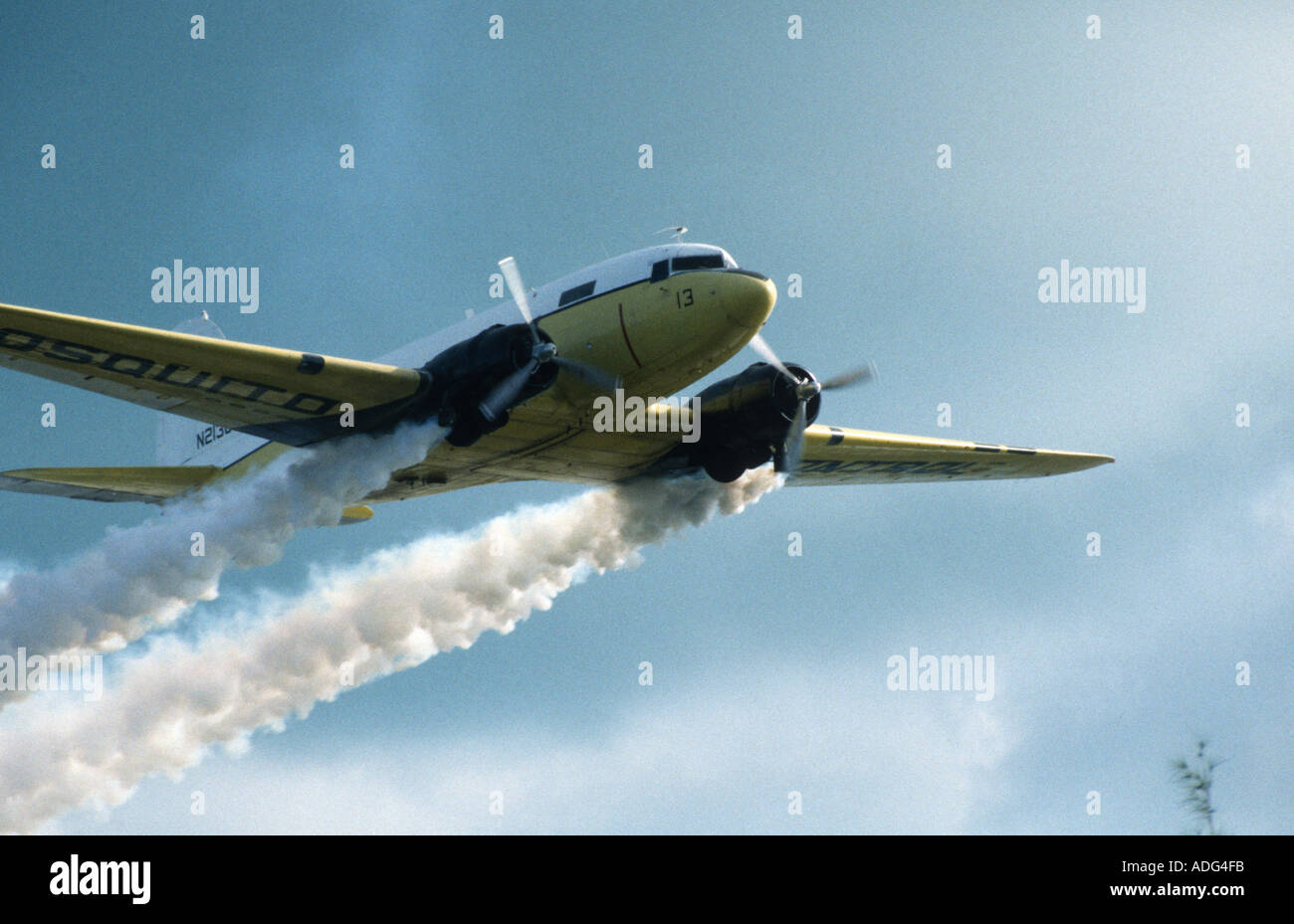 Aircraft spraying petrol based pesticides Florida Keys USA Stock Photo ...
