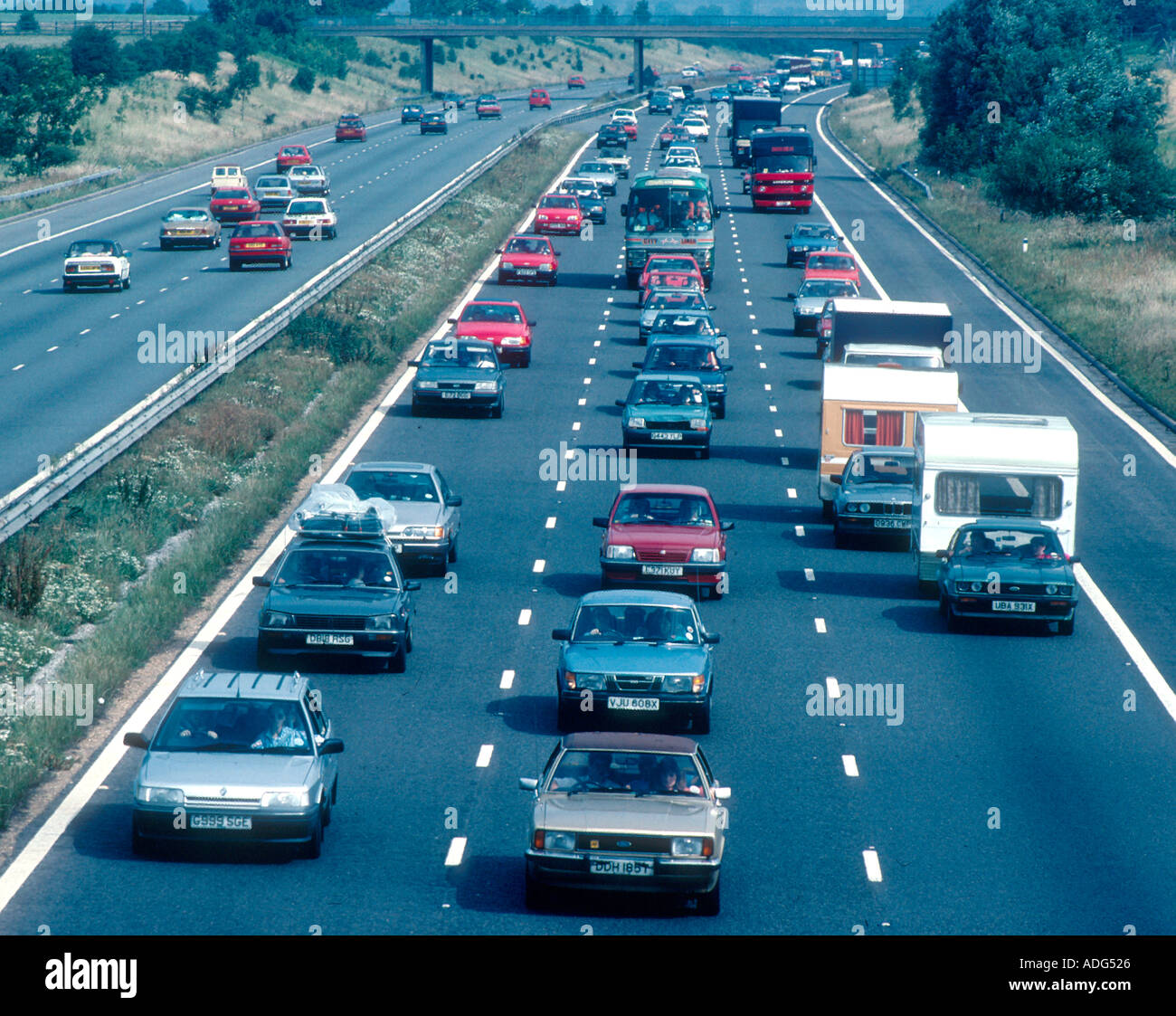 Traffic on M5 Motorway Bank holiday Tewkesbury UK Stock Photo - Alamy