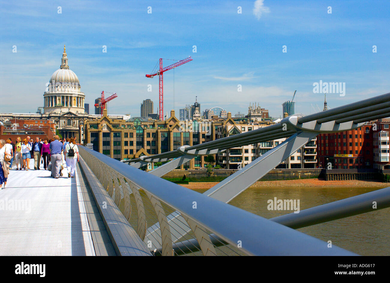 The Millennium Bridge looking towards St Pauls Cathedral London UK ...
