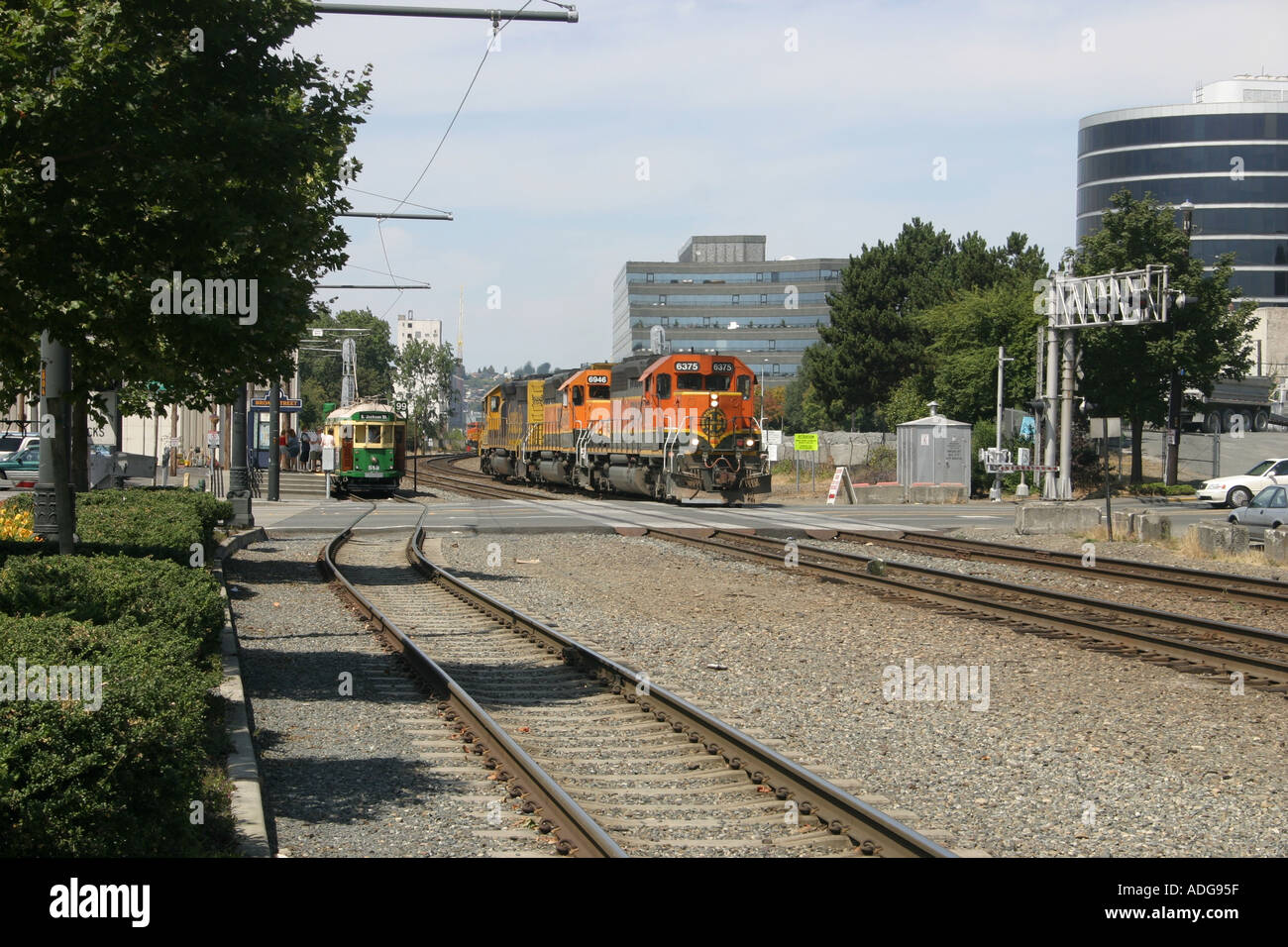 BNSF diesel locomotives downtown Seattle WA Stock Photo - Alamy