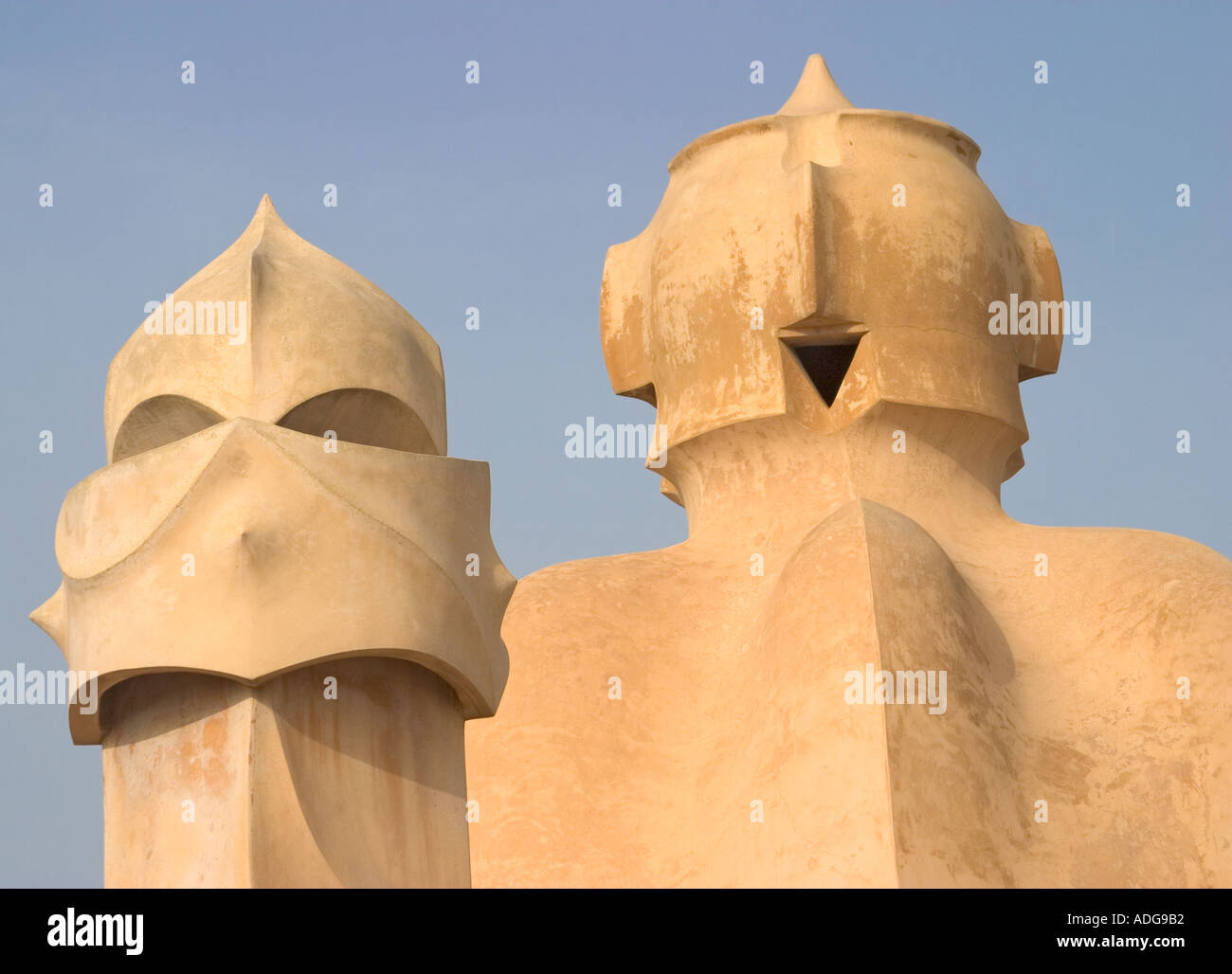 Barcelona, Spain. Chimneys on roof of Casa Mila aka La Pedrera by ...