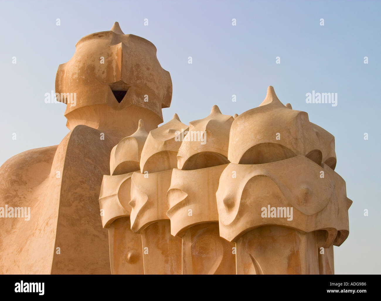 Barcelona, Spain. Chimneys on roof of Casa Mila aka La Pedrera by ...