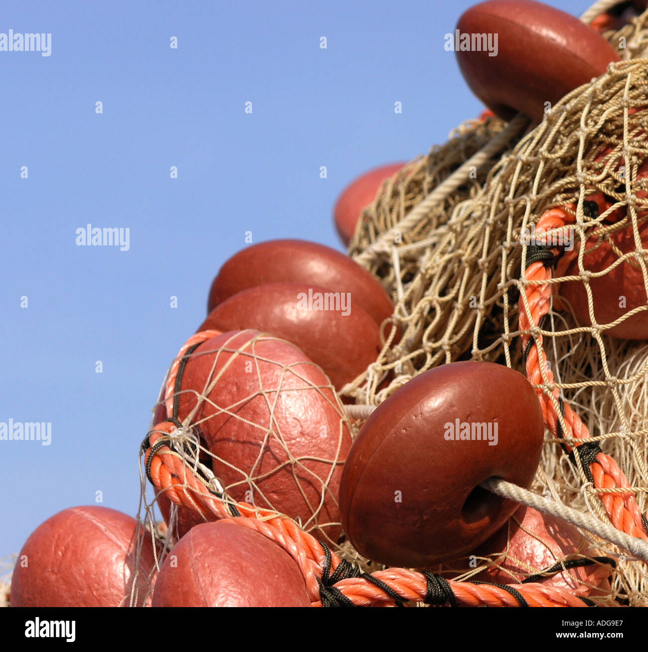 Drying Fishing Nets with rubber floats Stock Photo - Alamy