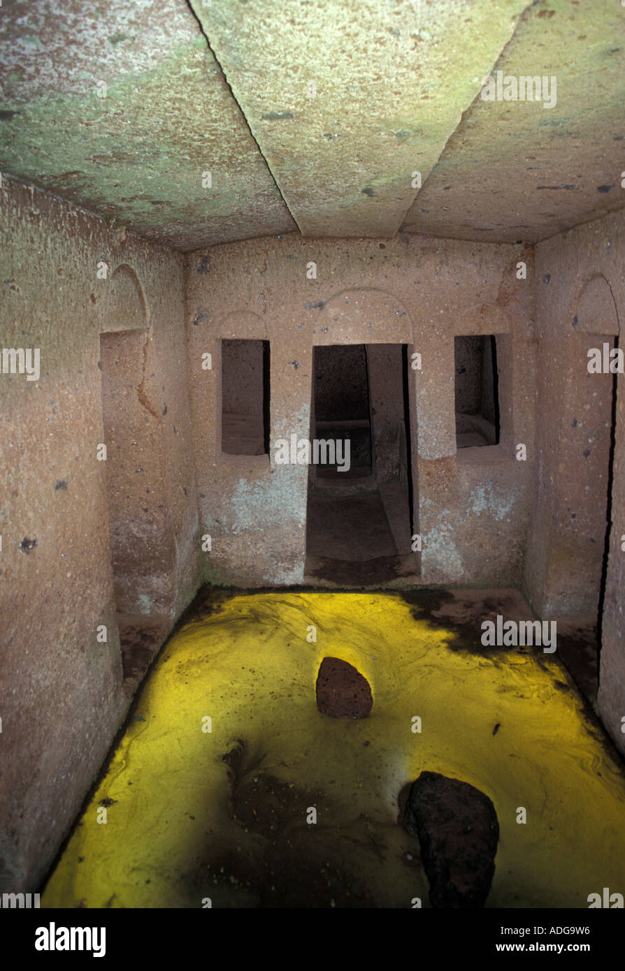 Interior of a tumulus Banditaccia necropolis Cerveteri Lazio Italy ...