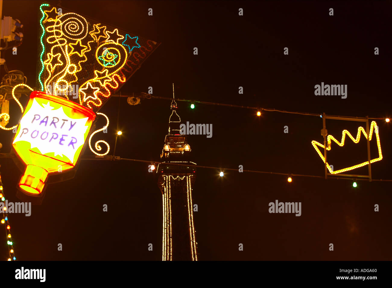 neon Blackpool illuminations Blackpool Tower Stock Photo - Alamy