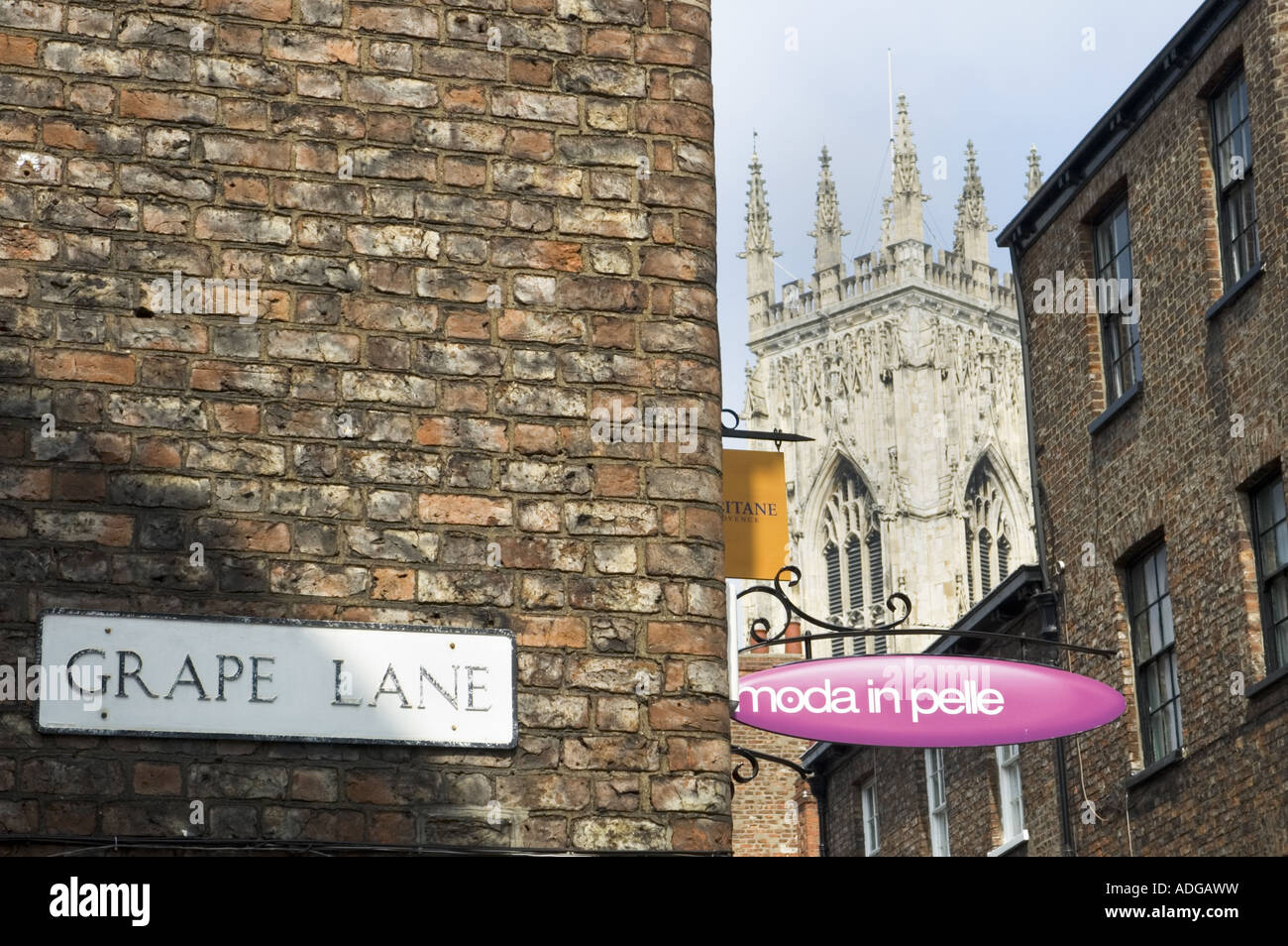 View of York Minster from Grape Lane, York, UK Stock Photo - Alamy