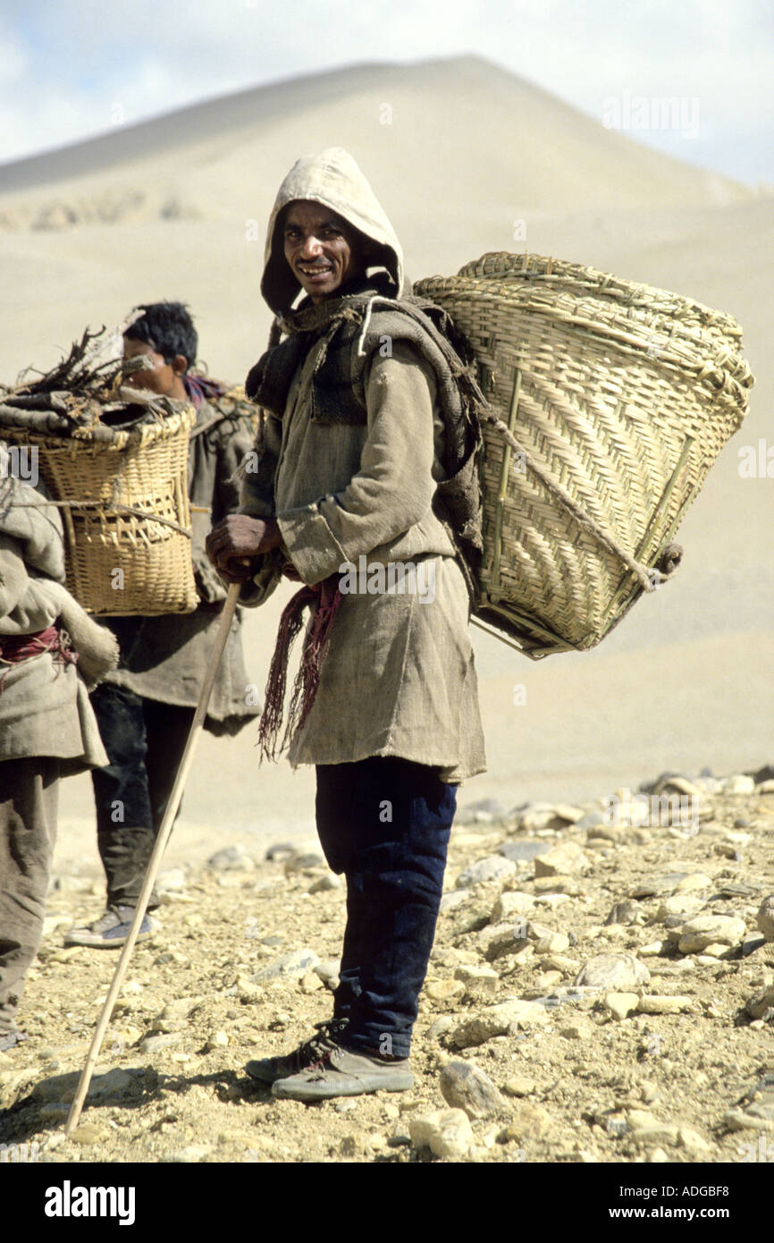 Indian porter carrying a load over the Lipu La pass fron India into ...