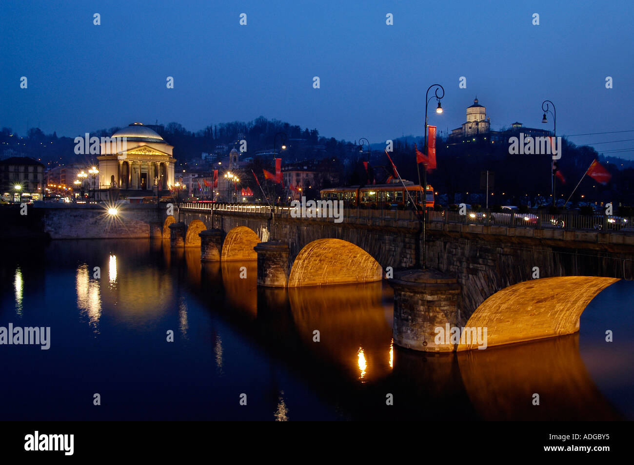 Cityscape with Isabella bridge Turin Piedmont Italy Stock Photo - Alamy