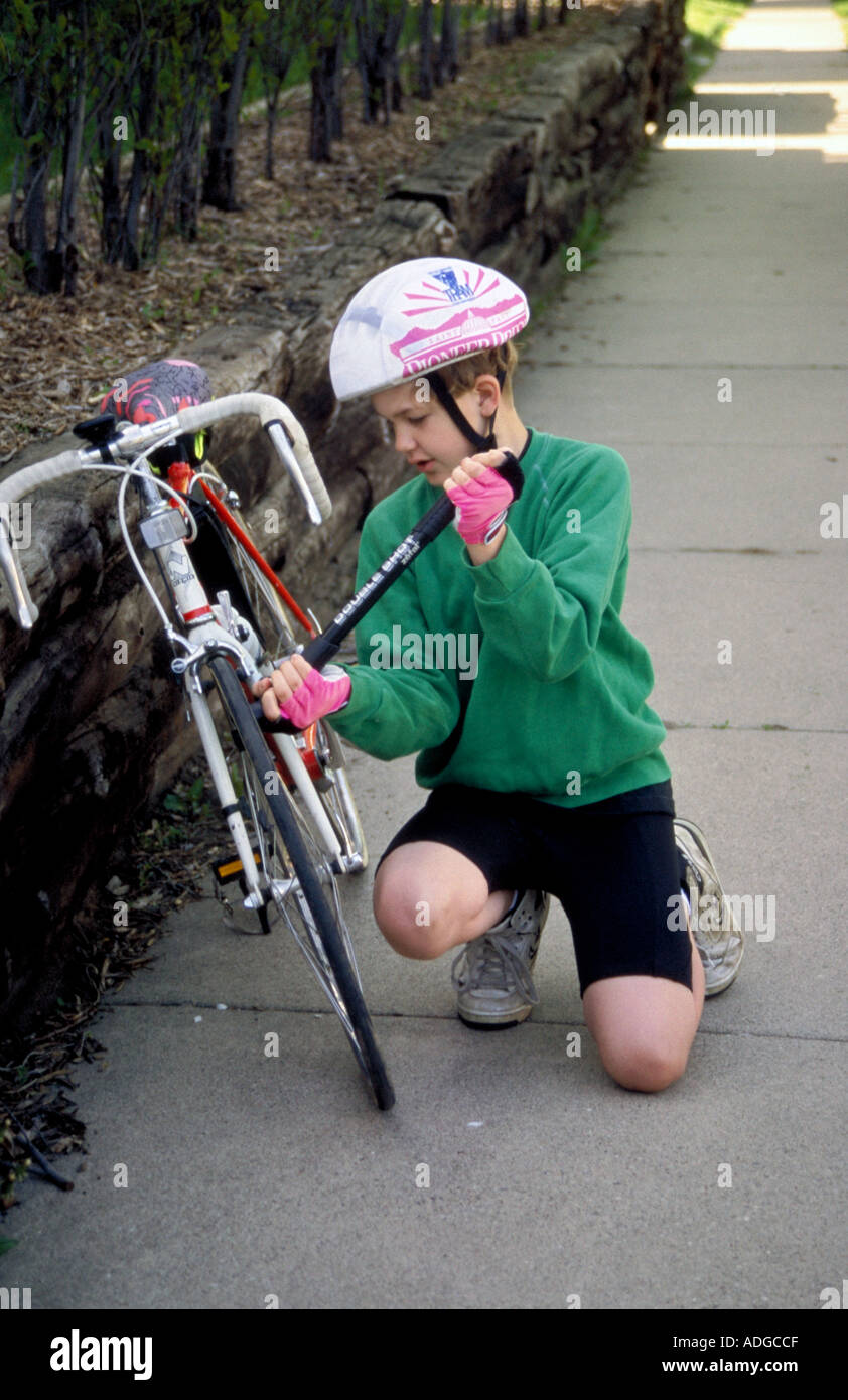 Boy with Bike Stock Photo - Alamy