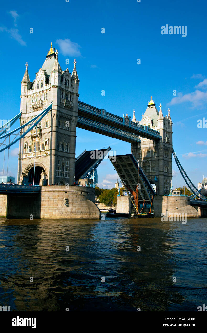 tower bridge opening drawbridge london england old gothic style design ...