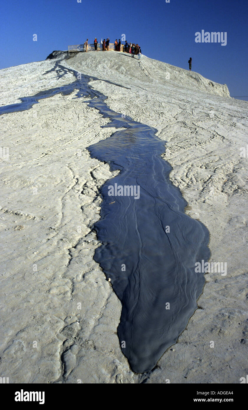 Minbu mud volcanoes create a mud slick running down the side of the ...