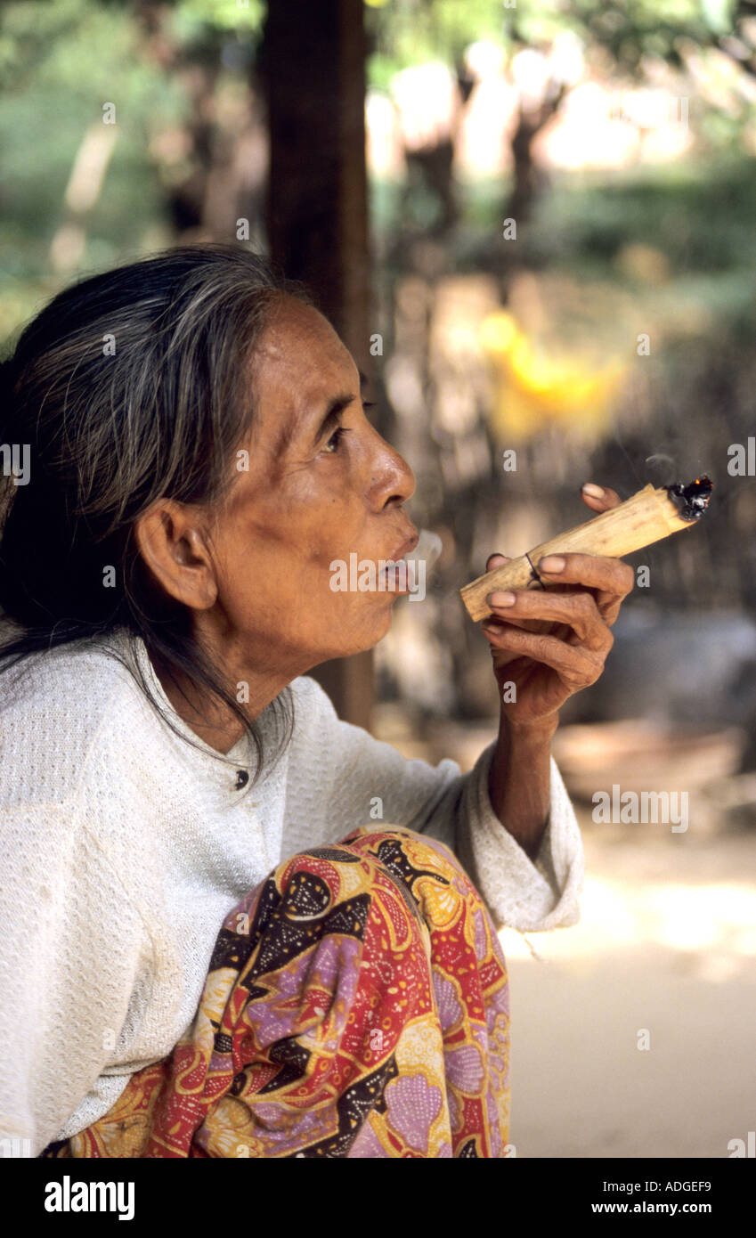 Burmese / Myanmar woman smoking and making a cheroot Stock Photo - Alamy