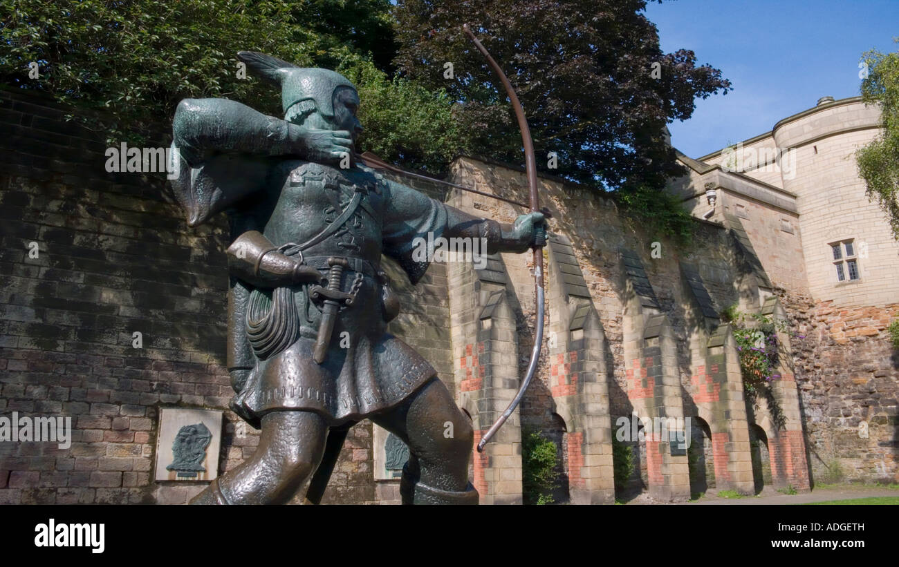 Statue of Robin Hood outside Nottingham Castle Nottingham England GB UK ...