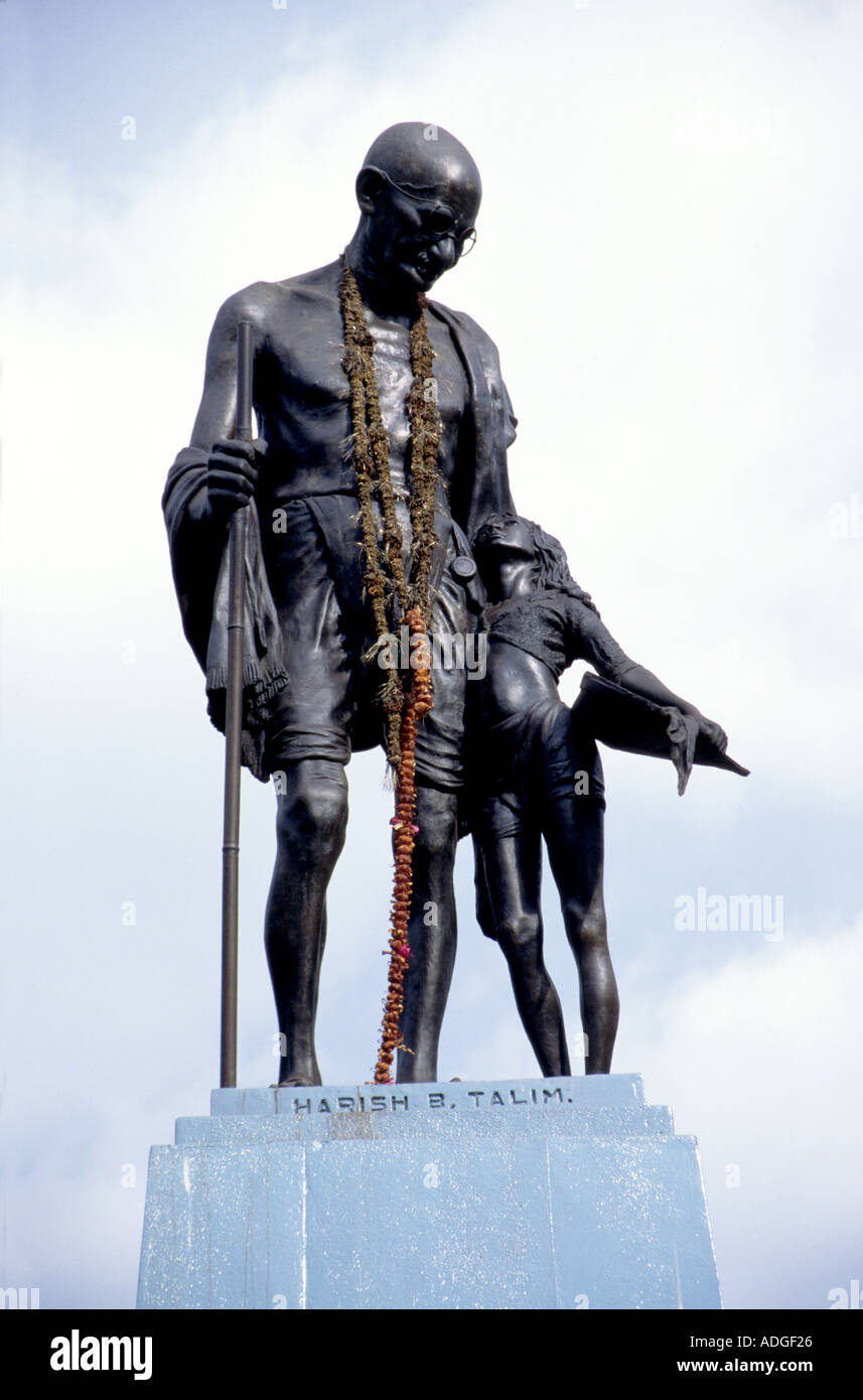 Statue of MAHATMA GANDHI with a young child in the old city ,GOA ...