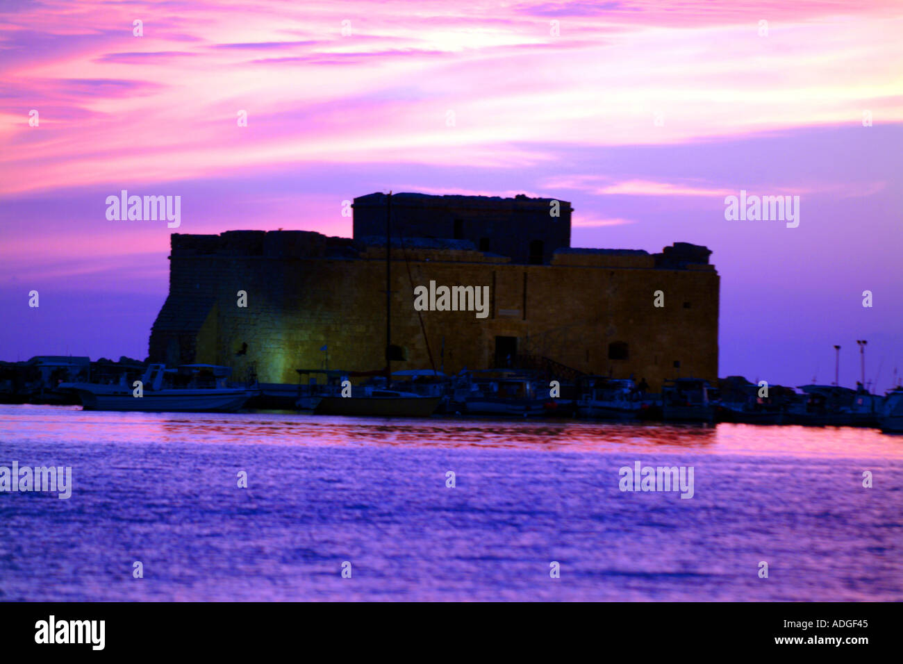 Paphos harbour at night hi-res stock photography and images - Alamy