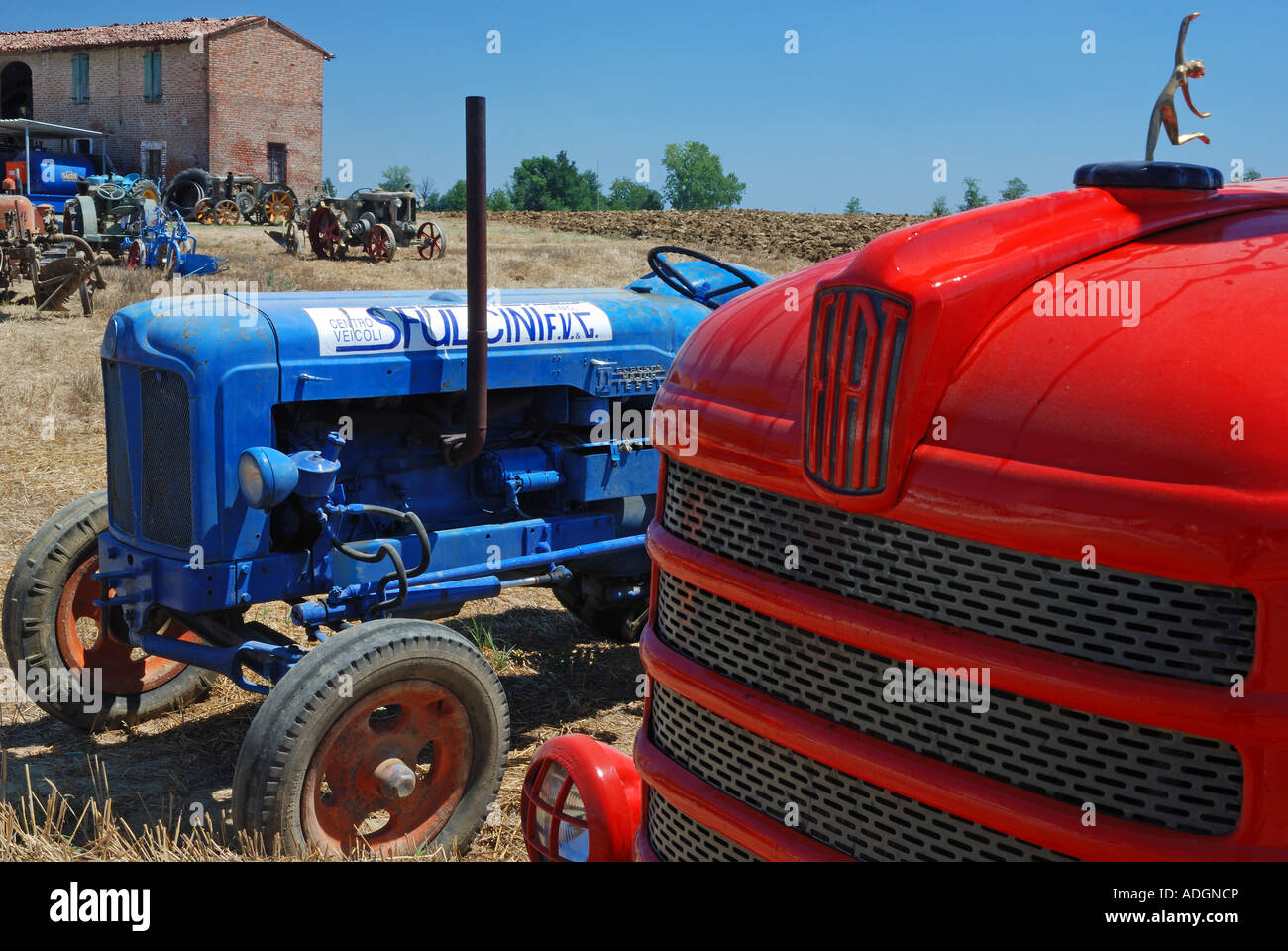 Vintage and classic tractors in a field in Italy Stock Photo - Alamy