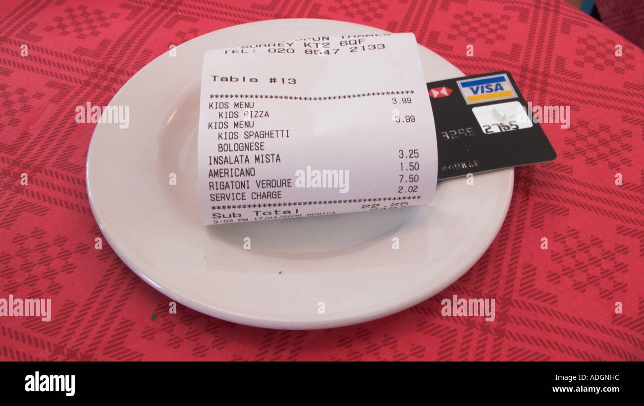 Europe UK england london credit card restaurant bill payment Stock ...