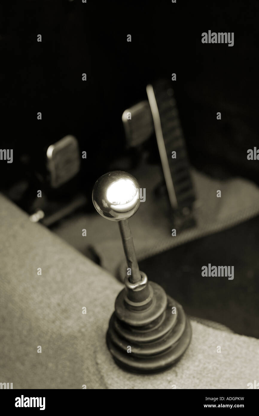 Chrome gear shift on old car Stock Photo - Alamy