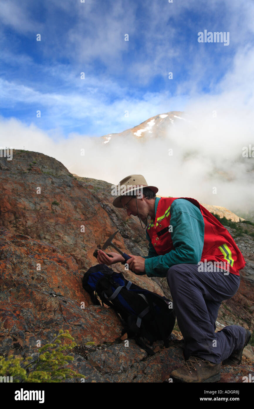 Geologist doing field work Hudson Bay mountain Smithers British ...