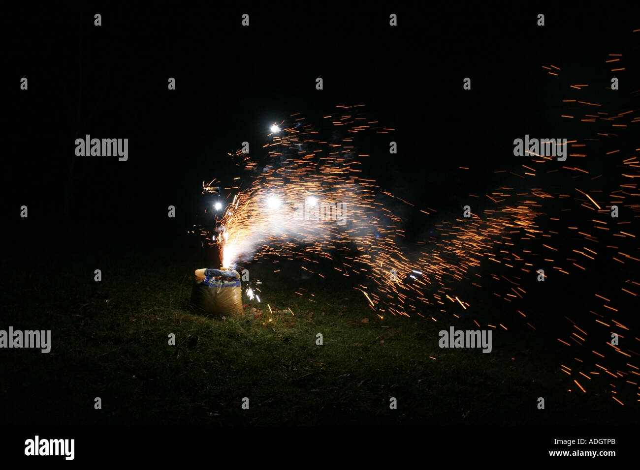 Small fireworks, on Bonfire night November 5th, Hampshire, England UK ...