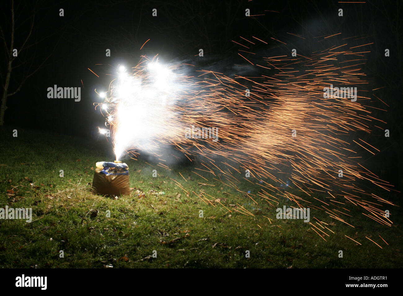 Small fireworks, on Bonfire night November 5th, Hampshire, England UK ...