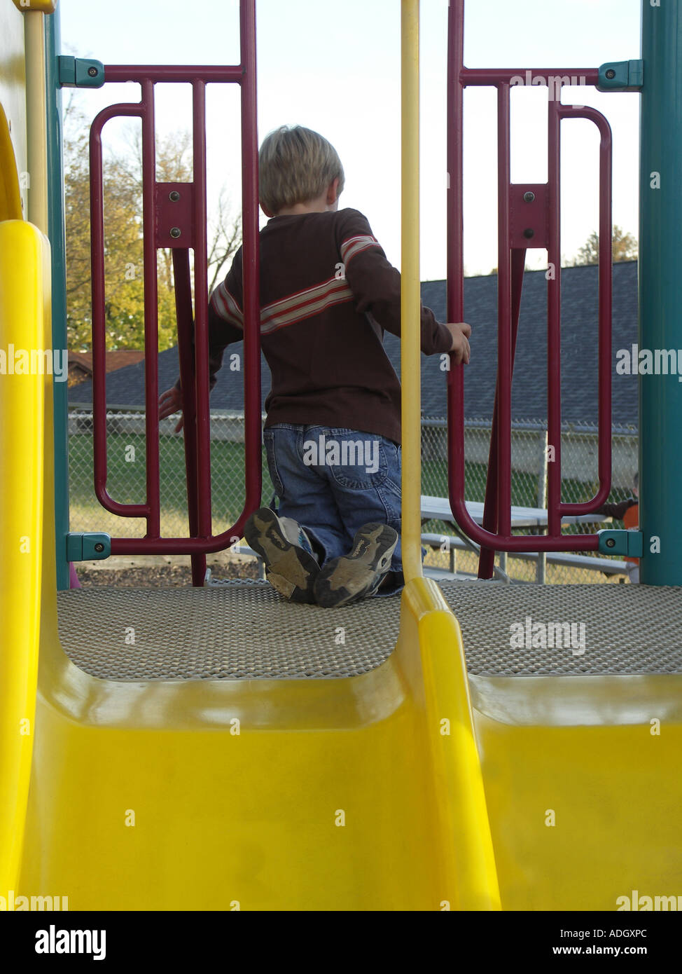 Looking Down From Top of Playground Slide Stock Photo - Alamy