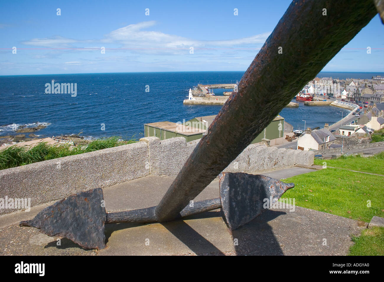Scoottish coastal landscape Buchan area ; Anchor at MacDuff Harbour ...