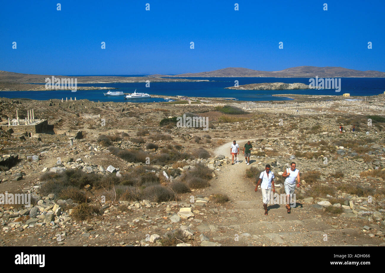 greece cyclades dilos island view of the ruins people sightseeing Stock ...