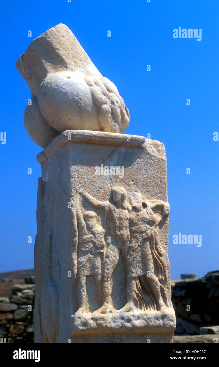 greece cyclades dilos island view of the ruins giant phallus at ...