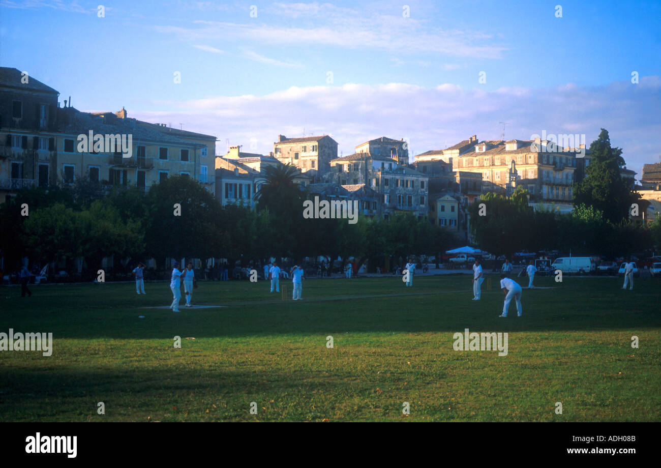 greece ionian corfu playing cricket on the liston Stock Photo - Alamy