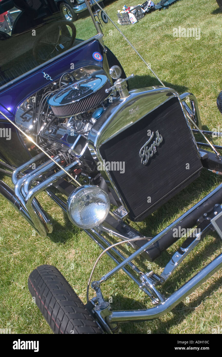 Chromed motor in a T Bucket street rod Stock Photo - Alamy