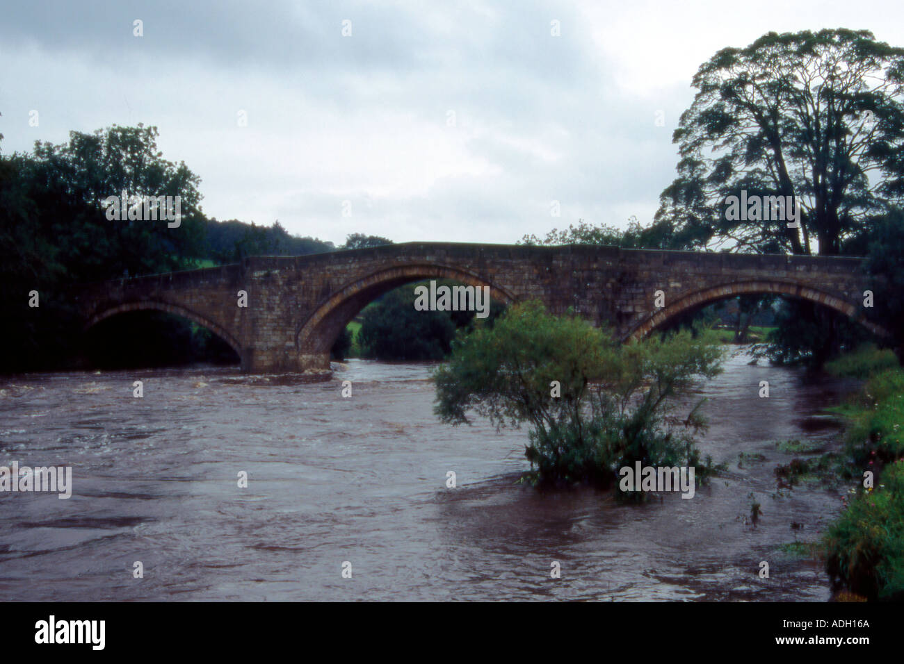 River Wharfe at Barden Bridge in the Yorkshire Dales during a summer ...