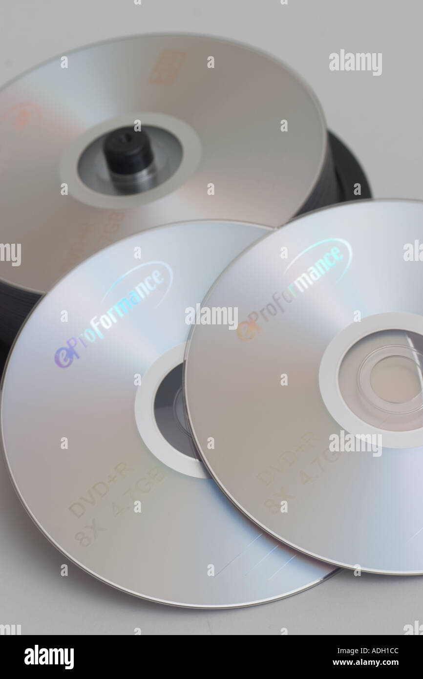 Blank DVD's on spindle Stock Photo - Alamy