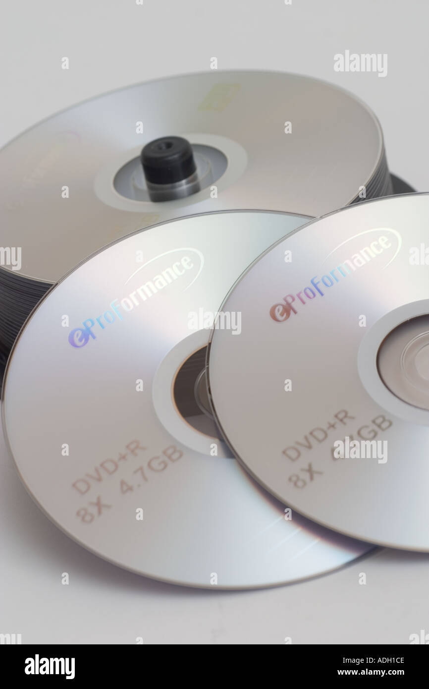 Blank DVD's on spindle Stock Photo - Alamy