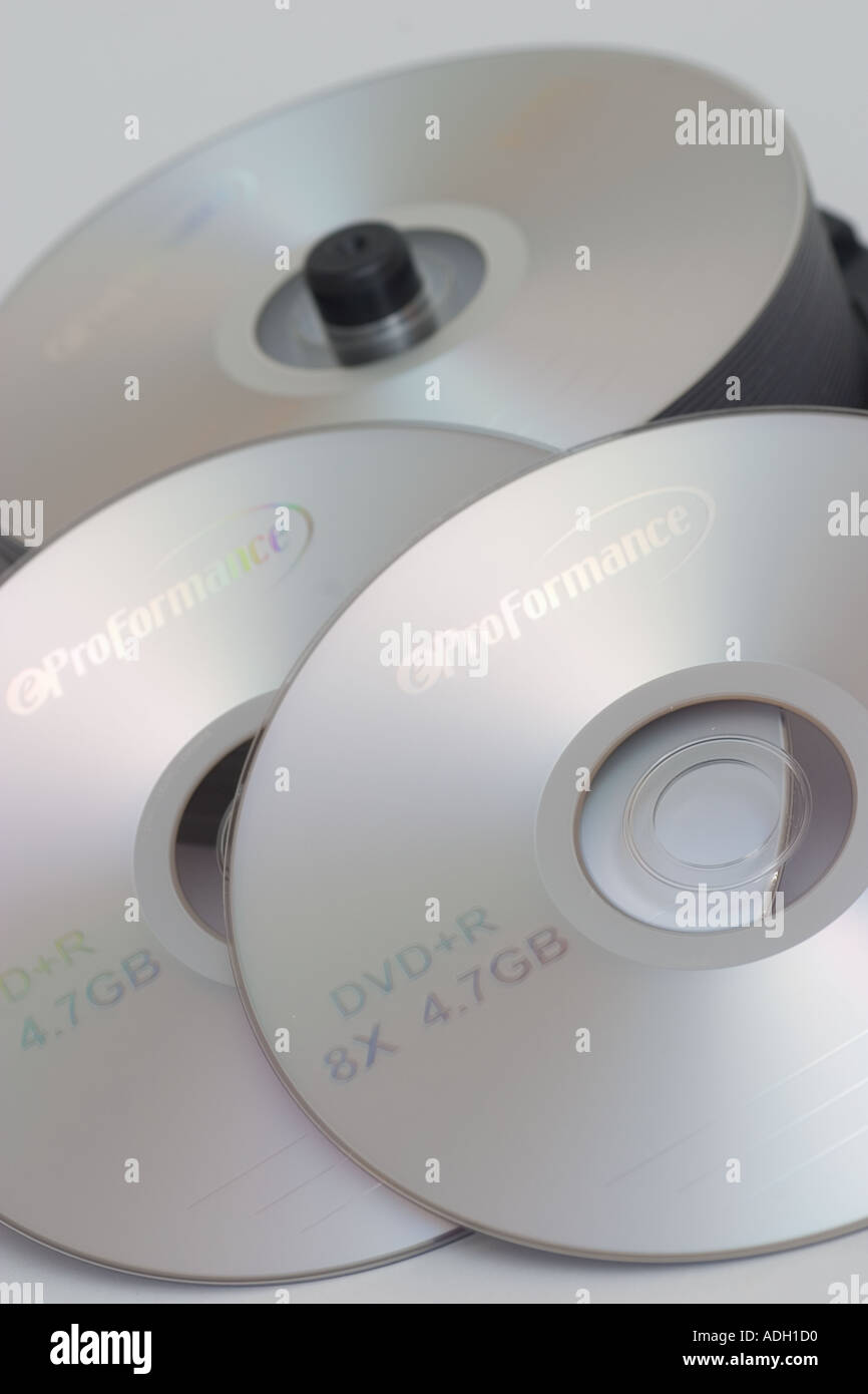 Blank DVD's on spindle Stock Photo - Alamy