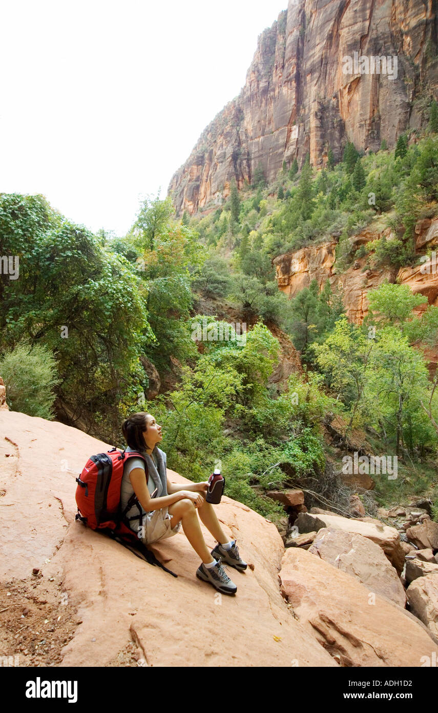 Female hiker taking rest hi-res stock photography and images - Alamy