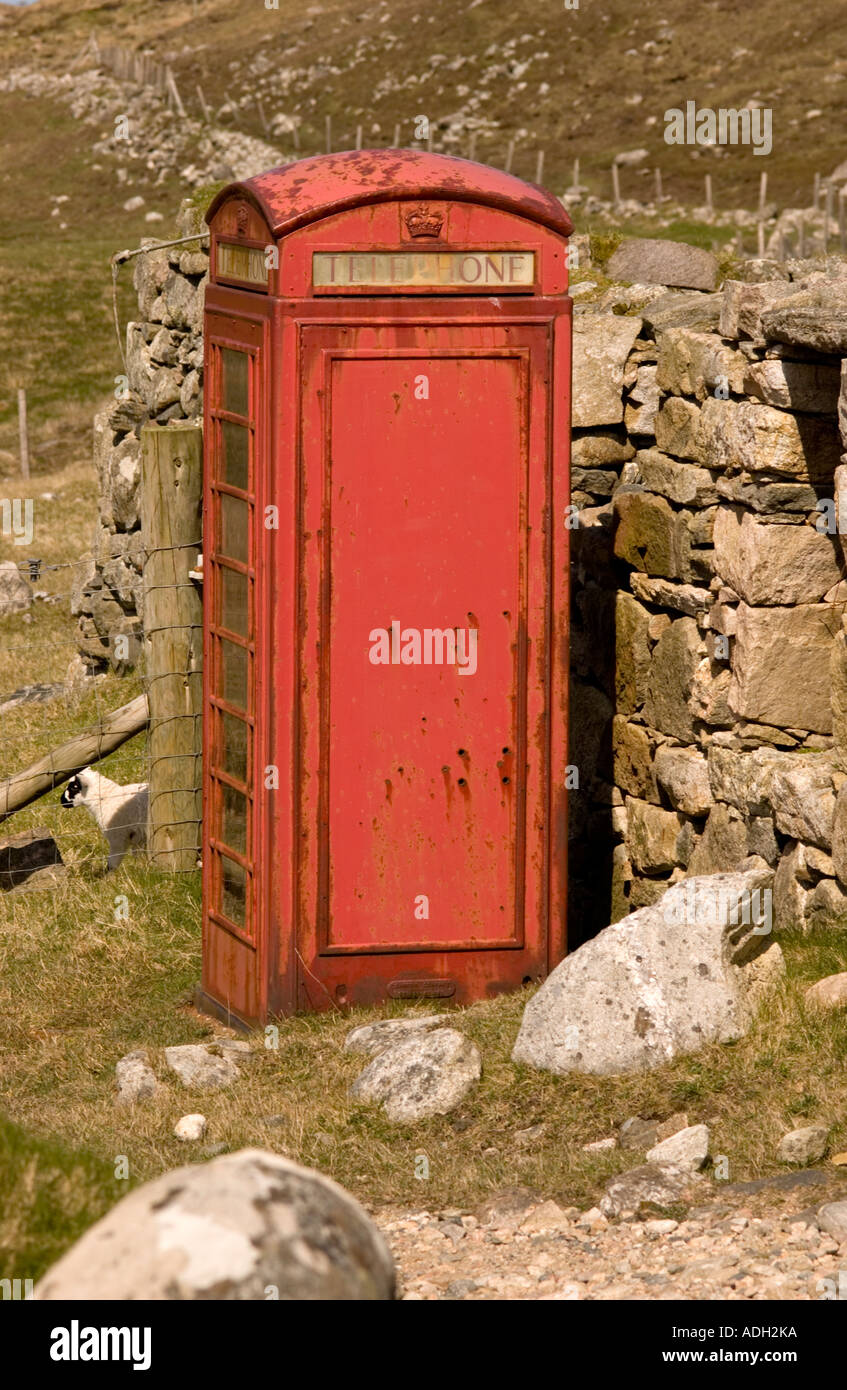 British telephone box still with connection, in rural setting in Isle ...