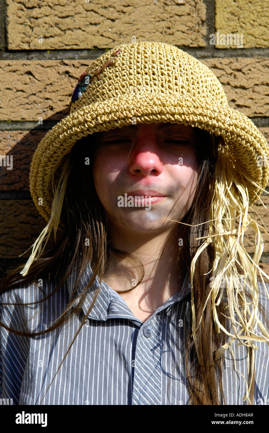 female scarecrow girl portrait Stock Photo - Alamy