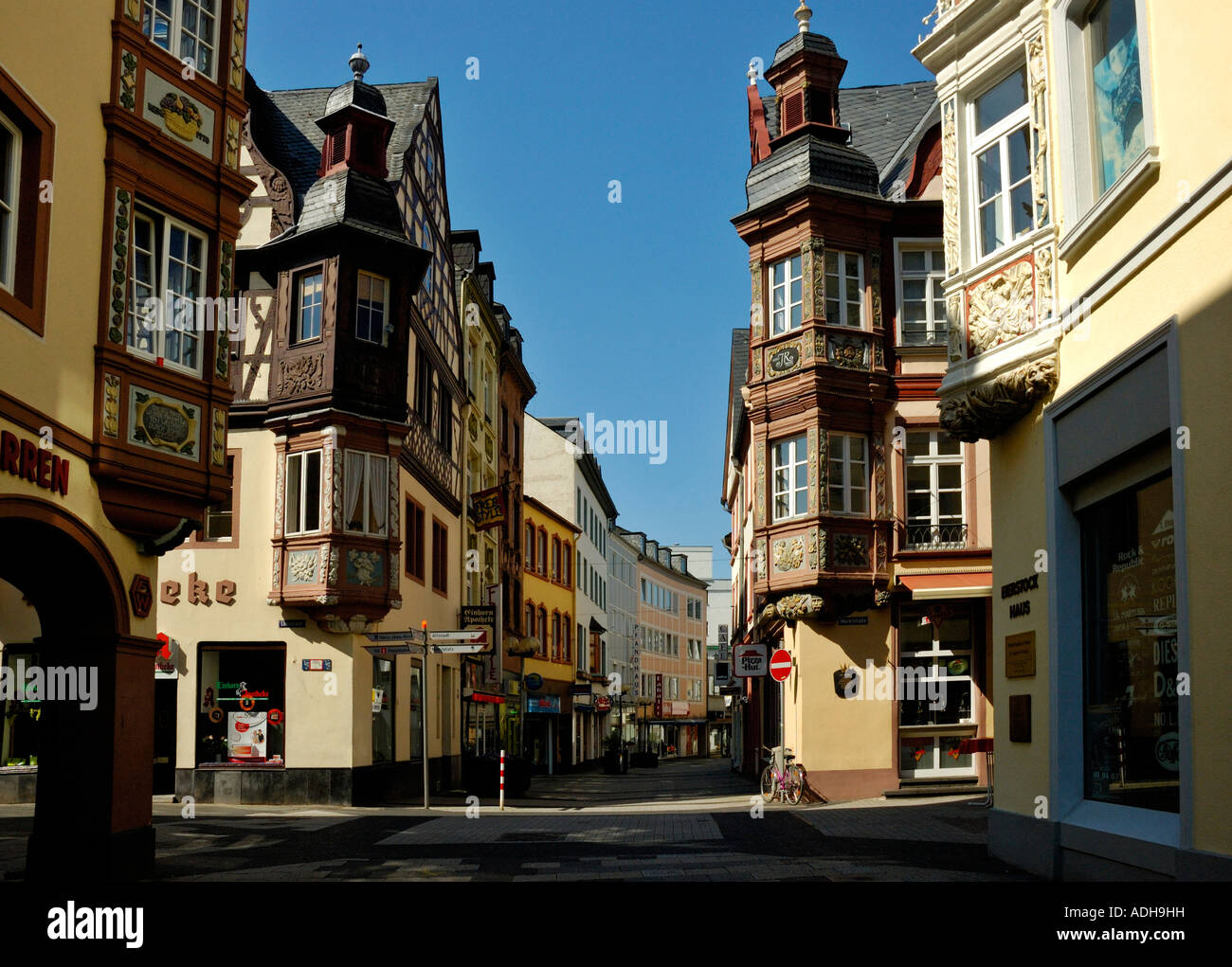 Rebuilt "Four Towers" in centre of Koblenz, Germany Stock Photo - Alamy