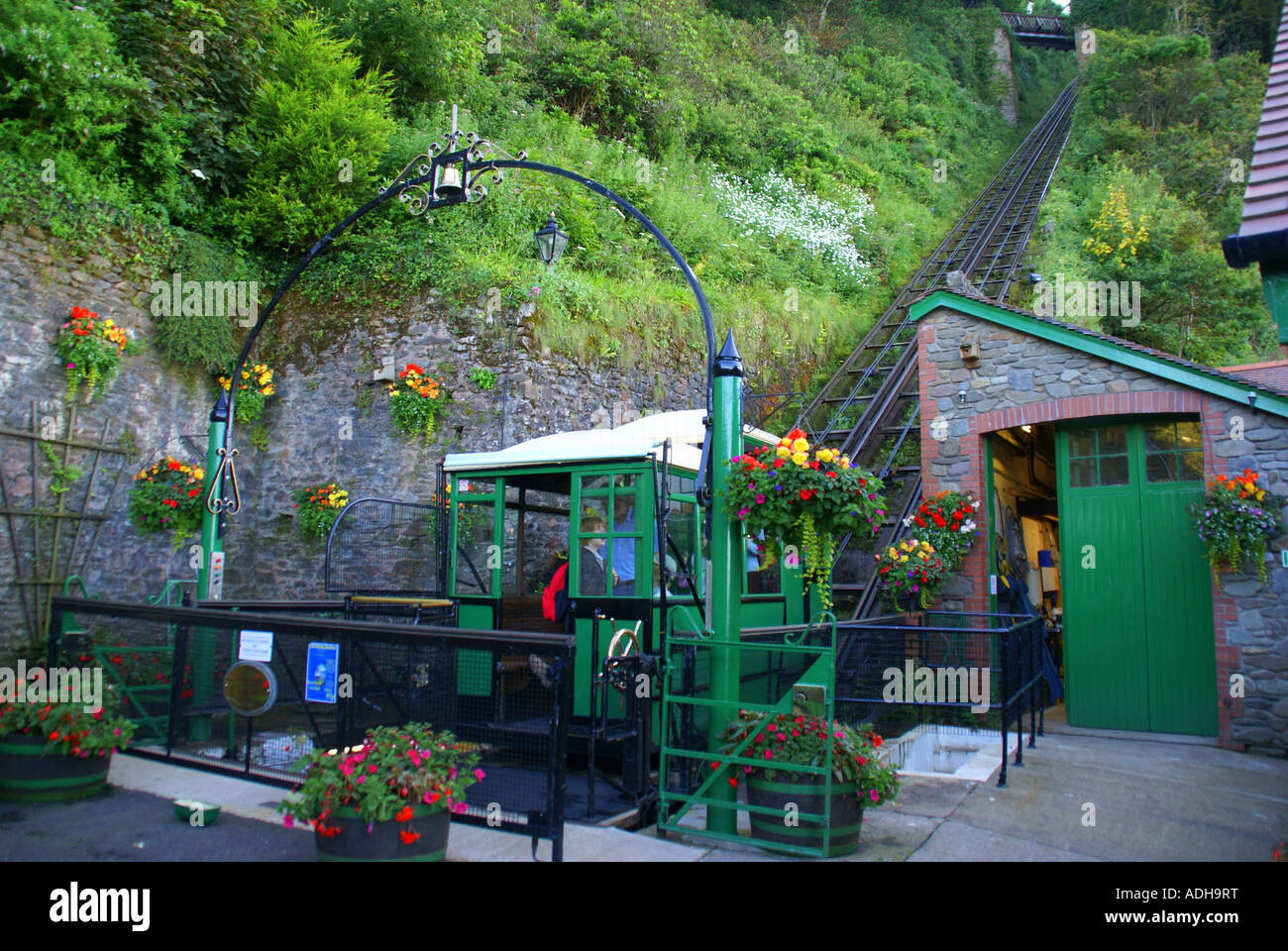 Lynton to Lynmouth Cliff railway water powered victorian England Stock ...