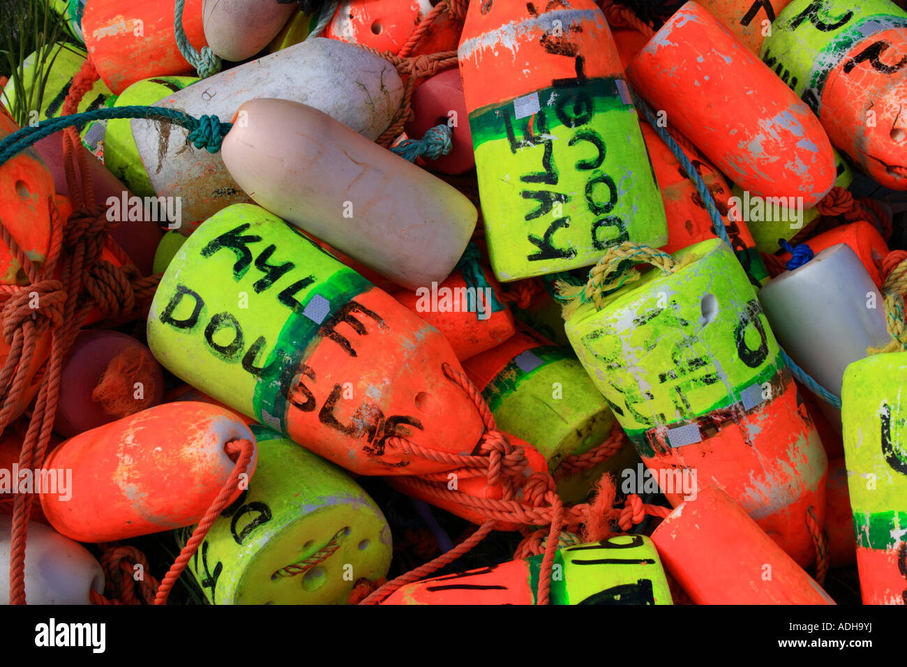 buoys Jordan Bay, Lighthouse Route, Nova Scotia, Canada, North America ...