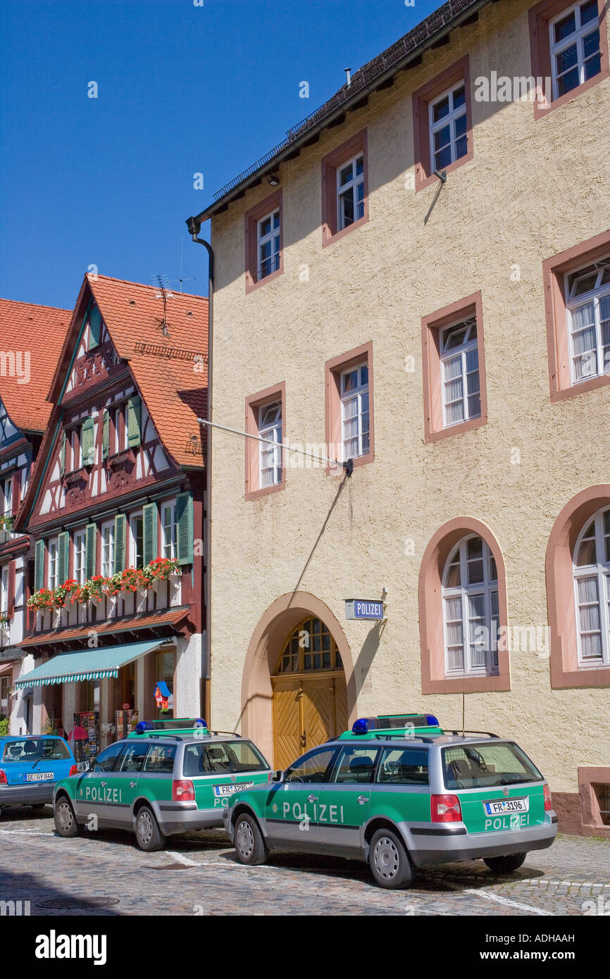 Police cars and station, Wolfach, Black Forest, Baden-Württemberg ...