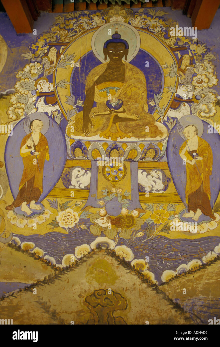 Buddhist mural Tikse Gompa Ladakh India PH Dan White Stock Photo - Alamy