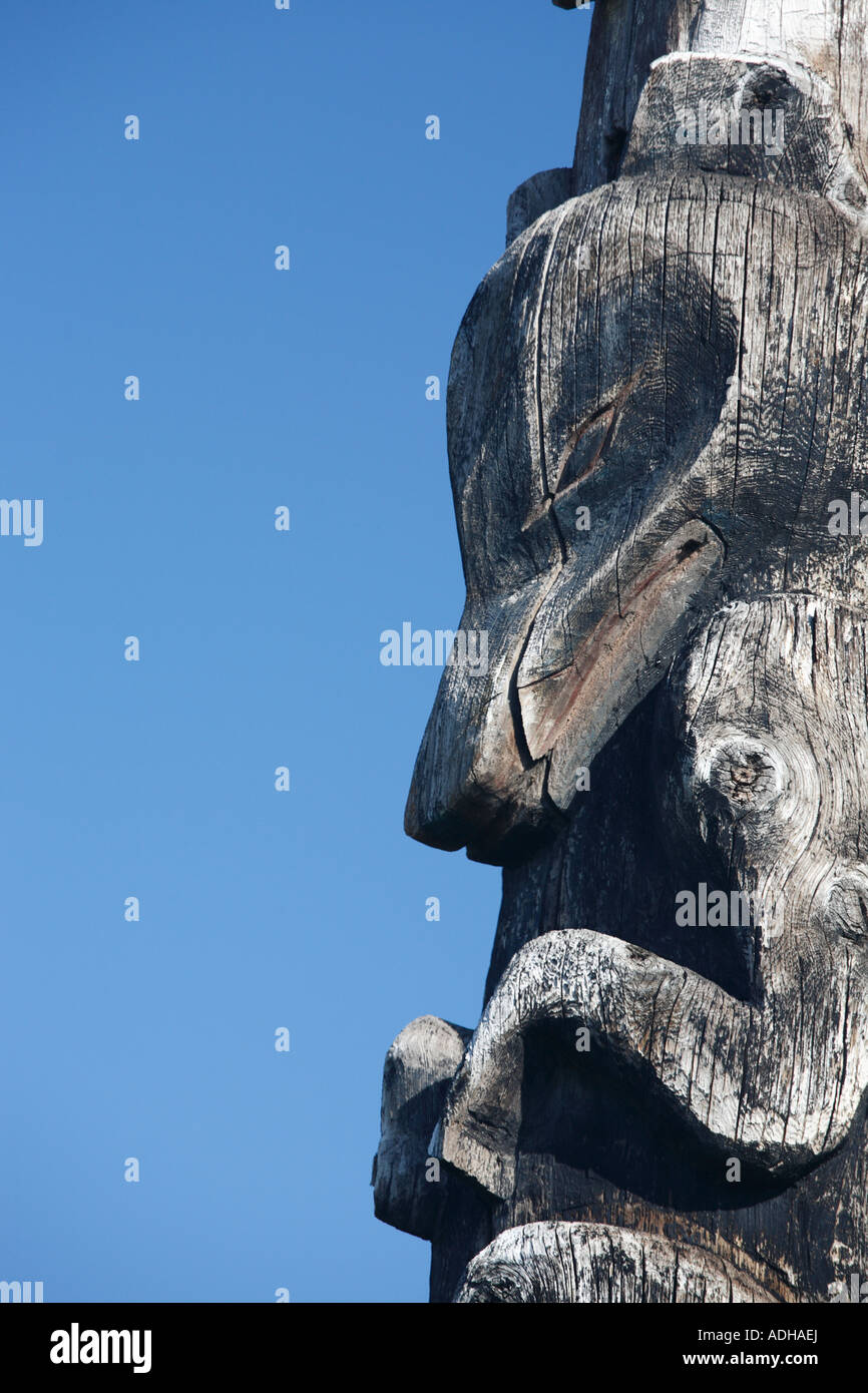 Totem pole detail at Kitwanga British Columbia Stock Photo - Alamy