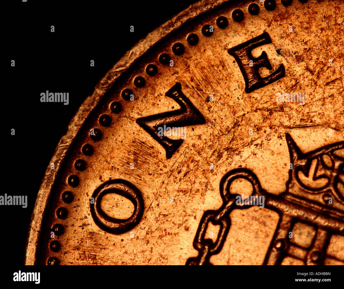 One UK Penny Coin close up Stock Photo - Alamy