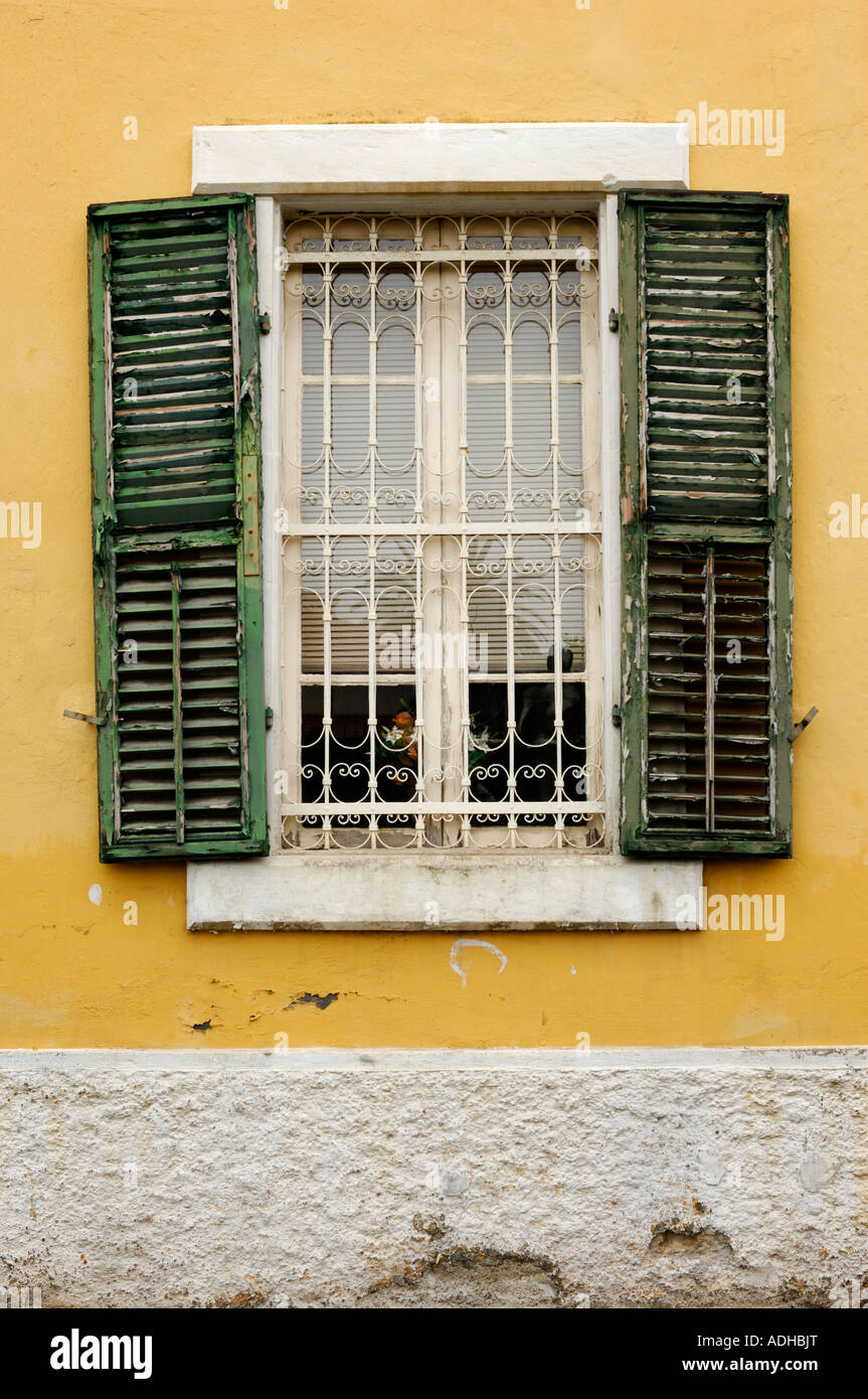 Old unshuttered shabby window texture shutters Stock Photo - Alamy