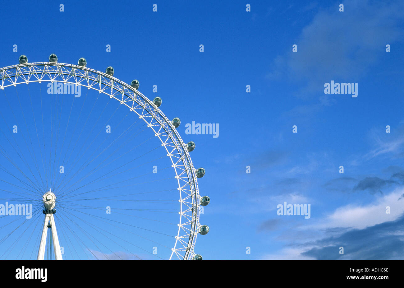 Detail of the London Eye with a blue sky background Stock Photo - Alamy