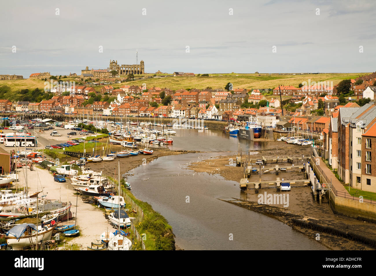 Harbour scenes of Whitby taken from the road bridge crossing the river ...