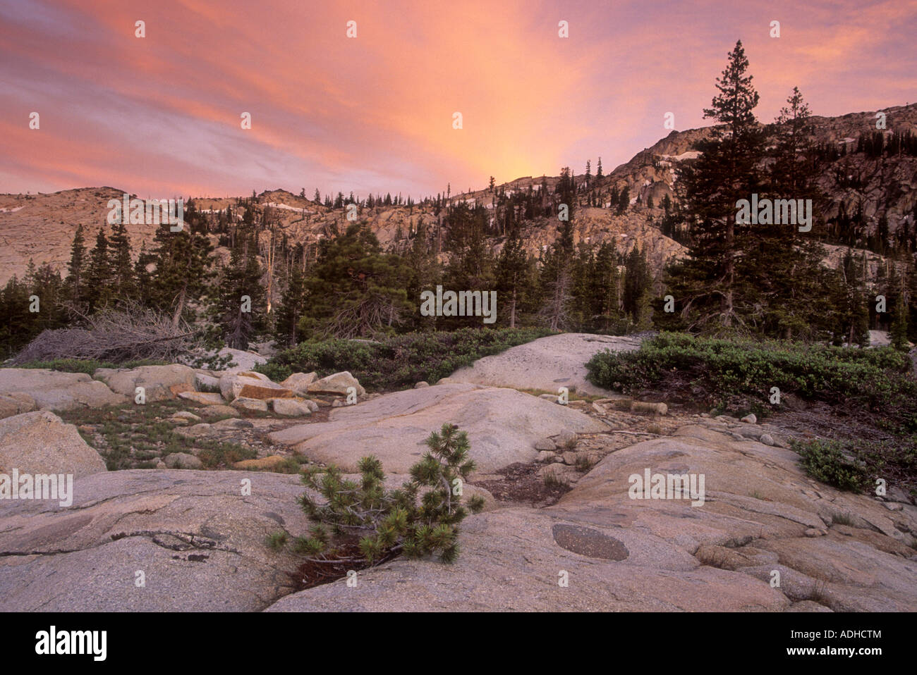Sunset near 4Q Lakes in the Desolation Wilderness, Eldorado National ...