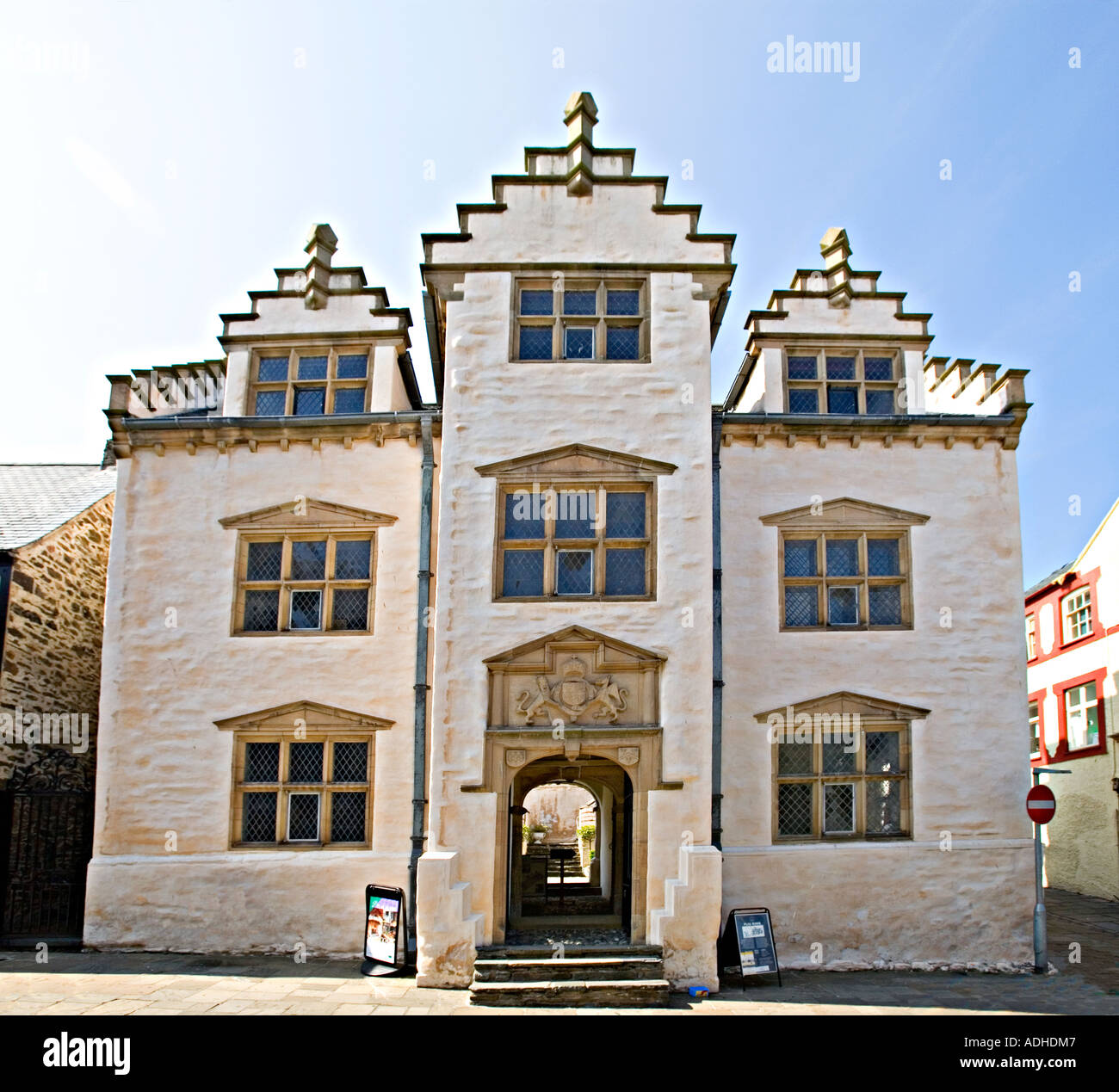 Front entrance to Plas Mawr historic house Conwy Wales UK Stock Photo ...